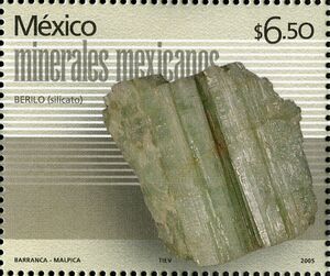 Stamp: Beryl (Mexico(Mexican Minerals) Mi:MX 3175,Sn:MX 2474q,Sg:MX ...