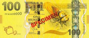 Banknote: 100 Dollars (Fiji(2012-2022 Fijian "Flora & Fauna") Wor:P-119as 💴
