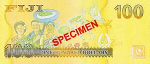 Banknote: 100 Dollars (Fiji(2012-2022 Fijian "Flora & Fauna") Wor:P-119as 💴