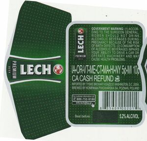 Drink Label: Lech Premium (Lech Browary Wielkopolski, PolandCol:PL-BEER ...