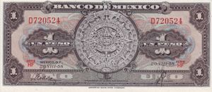 Billete De Banco 1 Peso México Edición 1959 1961 Wor P 59d 1