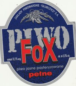 Drink Label: Fox piwo (Zakłady Piwowarskie Głubczyce, PolandCol:PL-BEER ...