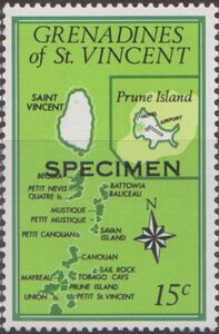 Stamp: Saint Vincent and Prune Island (Grenadines of St. Vincent(Map of ...