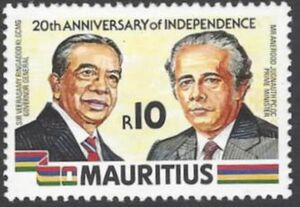 Stamp: Independence- A Jugnauth and V Ringadoo (Mauritius(20th ...