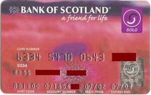 Bank Card: Bank Of Scotland (Bank Of Scotland, United Kingdom of Great ...
