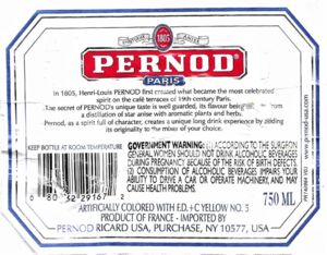 Drink Label: Pernod Paris (Pernod Ricard S.A., FranceCol:FR-LIQ-000007