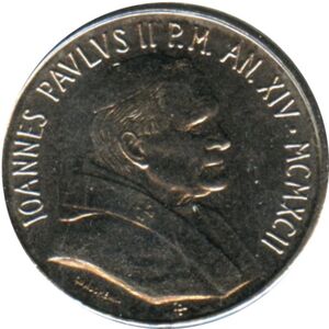 Coin: 50 Lire (Vatican City(1978~2001 - 264th Pope John Paul II (Lira ...