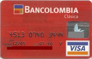 Bank Card: Bancolombia (Bancolombia, Colombia) Col:CO-VI-0030