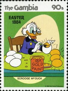 Stamp: Painting Easter eggs - Uncle Scrooge (Gambia(Disney - Easter ...