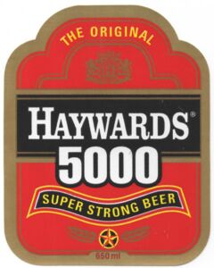 Etiqueta de Bebida: Haywards 5000 Super strong beer (Sungold Brewery ...