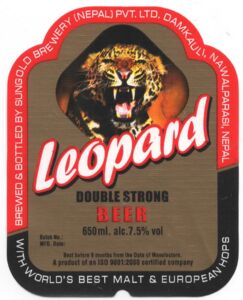 Etiqueta de Bebida: Leopard double Strong (Sungold Brewery, Nepal) Col ...