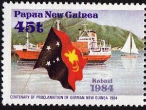 Stamp: PNG flag at Rabaul 1984 (Papua New Guinea(New Guinea ...