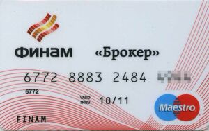 Bank Card: "Broker" (FINAM Investment Bank, RussiaCol:RU-MS-0490.01