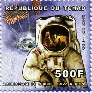 Stamp: Buzz Aldrin & Splashdown of "Apollo 11" Capsule (Chad(Space ...