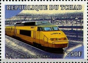 Stamp: TGV La Poste (Chad(Locomotives (2001)) Mi:TD 2206A,Sn:TD 906c,Yt ...
