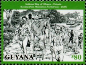 Stamp: Exodus from Plantation Northbrook, 1839 (Guyana(National Day of ...