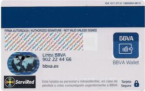 Bank Card: BBVA (Banco Bilbao Vizcaya Arg., SpainCol:ES-MC-0434