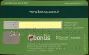 Bank Card: Bonus Flexi (Garanti Bankası, Türkiye (Turkey)Col:TR-VI-0371