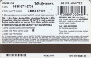 Phonecard: Walgreens (MCI (MCI), United States of America(Worldcom ...