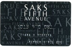 Bank Card: Saks Fifth Avenue (National Bank of the Great Lakes, United ...