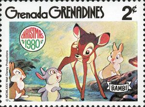 Stamp: Bambi with the rabbits (Grenada Grenadines(Christmas 1980 ...