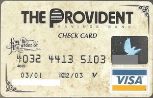 Bank Card: The Provident (The Provident Bank, United States of ...