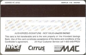 Bank Card: The Provident (The Provident Bank, United States of ...