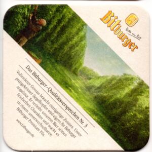 Beer Coaster: Bitburger (Bitburger Brauerei, Germany, Federal Republic ...