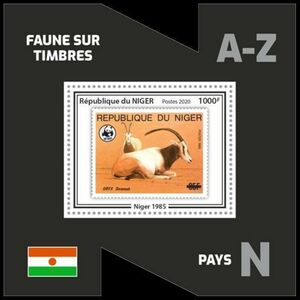 Stamp: Scimitar Oryx (Oryx dammah) (Niger) (Stamps on Stamps (2020 ...