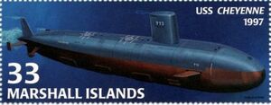 Stamp: USS Cheyenne, 1997. (Marshall Islands(Submarines) Mi:MH 1418,Sn ...