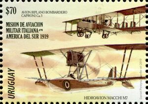 Stamp: Macchi M7 Hydroplane (Uruguay(Italian Military Aviation Mission ...