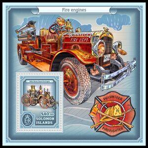 Stamp: 1890s Ahrens Steam Fire Engine (Solomon Islands(Fire Engines ...