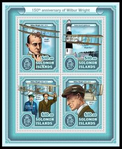 Stamp: 150th Anniversary of the Birth of Wilbur Wright (Solomon Islands ...