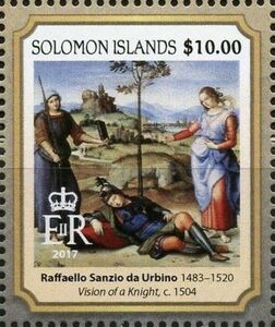 Марка: "Vision of a Knight", by Raphael (Соломоновы Острова(Raphael ...