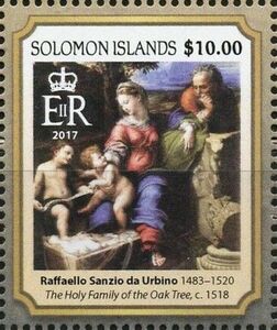 Stamp: "The Holy Family of the Oak Tree", by Raphael (Solomon Islands ...