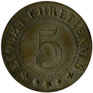 Coin: 5 Centimes (Lyon (Rhône) – Ecoles Chrétiennes / Signum Fidei. No ...