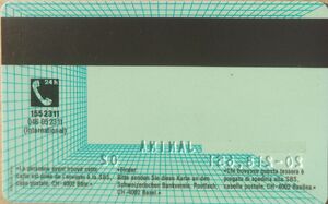 Bank Card: SBC Account (Swiss Bank Corporation, Switzerland) Col:CH-GM ...