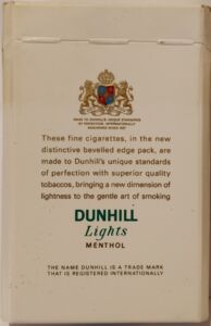 Paquete de Cigarrillos: Dunhill Lights Menthol (Países BajosCol:NL-CT-0130