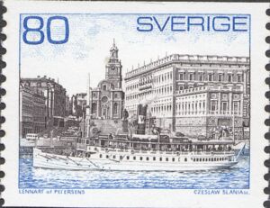 Stamp: Steamer Storskar and Royal Palace, Stockholm. (Sweden ...