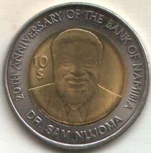 Coin: 10 Dollars (20 years of the bank of Namibia) (Namibia(1993~Today ...