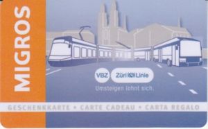 Geschenkkarte: VBZ Zuri Linie (Migros, Schweiz) (Migros) Col:CH-MIG-0112