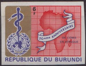 Stamp: WHO Emblem and Map of Africa (Burundi(W.H.O. (World Health ...