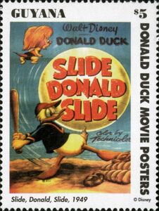 Stamp: Slide, Donald, Slide, 1949 (Guyana(Disney - Donald Duck Movie ...
