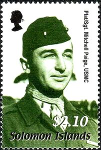 Stamp: Plat/Sgt. Mitchell Paige (Solomon Islands(Battle of Guadalcanal ...
