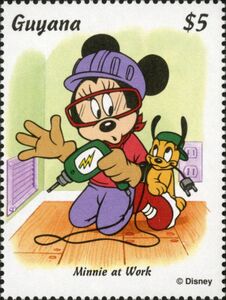 Stamp: Minnie at Work (Guyana(Disney Characters at Work - Hard Hat ...
