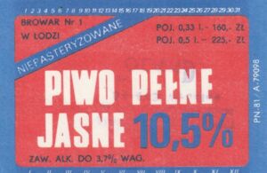 Drink Label: Jasne pelne piwo 10,5% (Browar Nr. 1 Lodz, PolandCol:PL ...