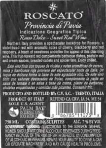 Drink Label: Roscato Rosso Dolce (C.V. S.C., ItalyCol:IT-WINE-000094