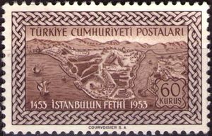 Stamp: Map of Constantinople in the 15th Century (Türkiye (Turkey ...