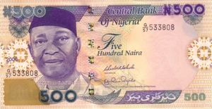 Banknote: 500 Naira (Nigeria) (1984-2021 Issue) Wor:P-30f