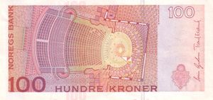 Banknote: 100 Kroner (Norway(1999-2015 "Hologram Foil Stripe (VII ...